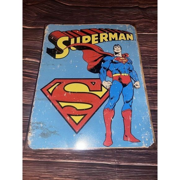 DC Comics | Wall Decor | Dc Comicssuperman Tin Metal Sign Garage Man ...